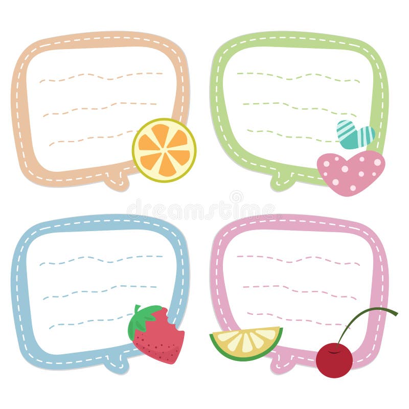 Cute Pastel Paper Note stock vector. Illustration of fruits - 173934813