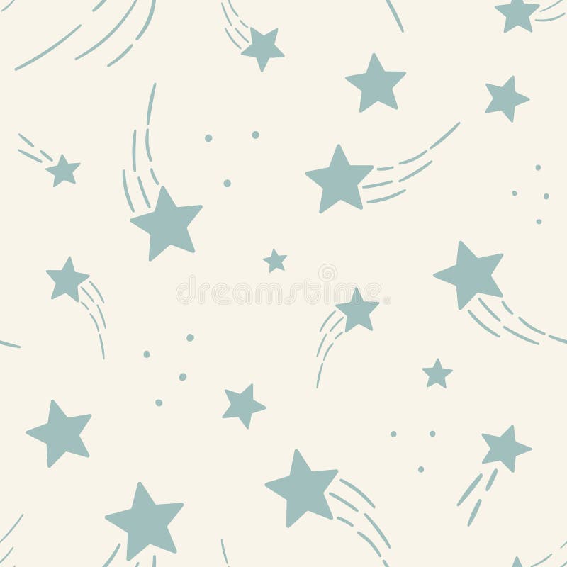Cute Pastel Vector Pattern with Shooting Stars Stock Illustration ...