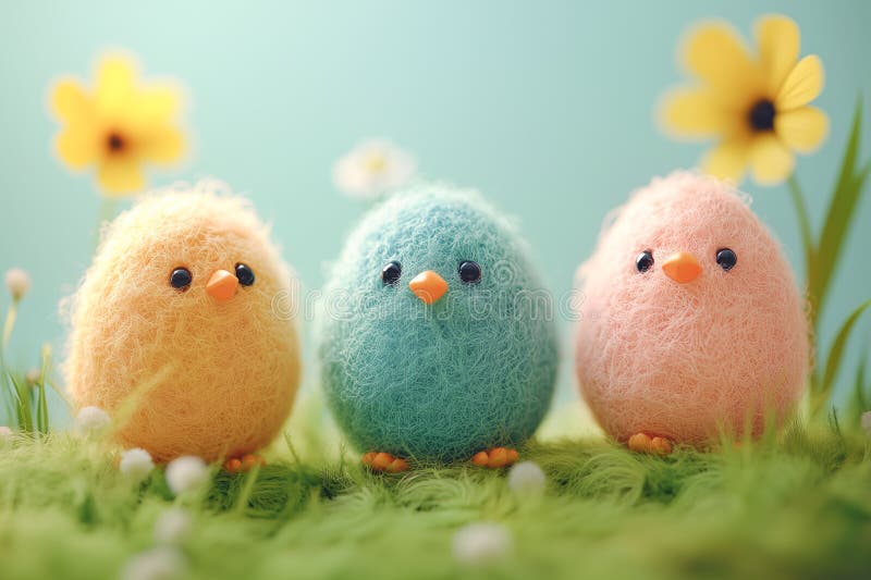 Cute Pastel Wool Easter Chicks Decoration, Spring Craft for Children ...