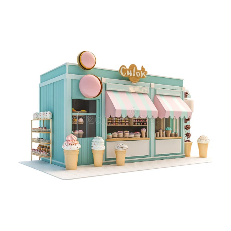 Cute Pastry Shop Exterior 3D Render Bakery Building Image on ...