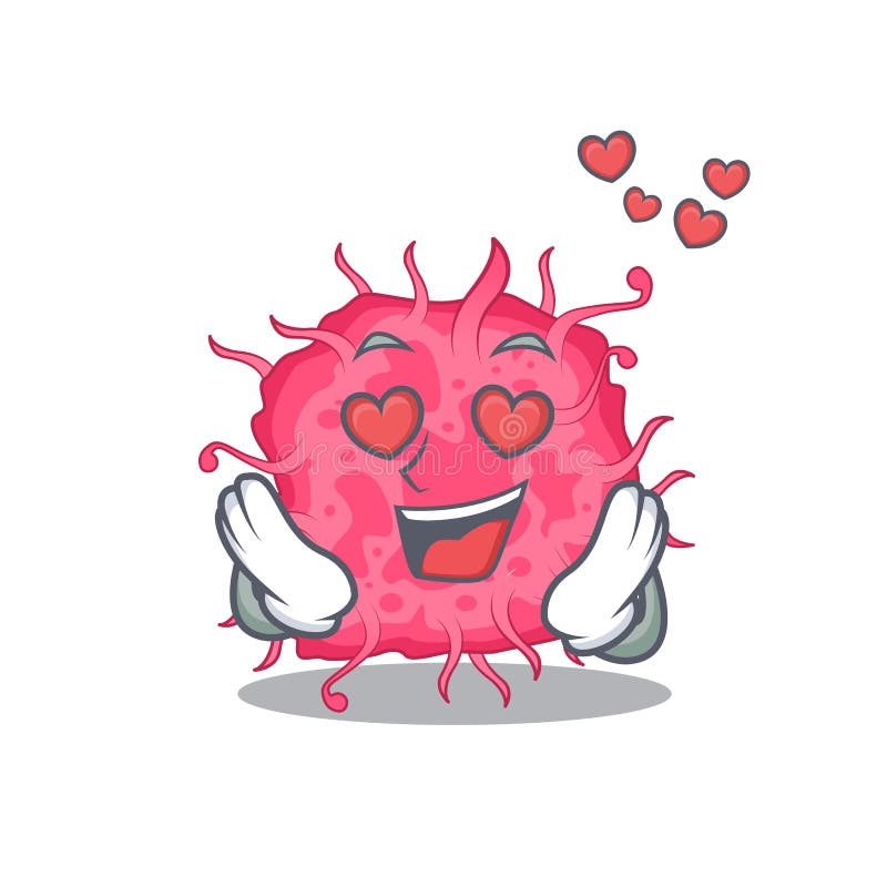 Cute Pathogenic Bacteria Cartoon Character Has a Falling in Love Face ...