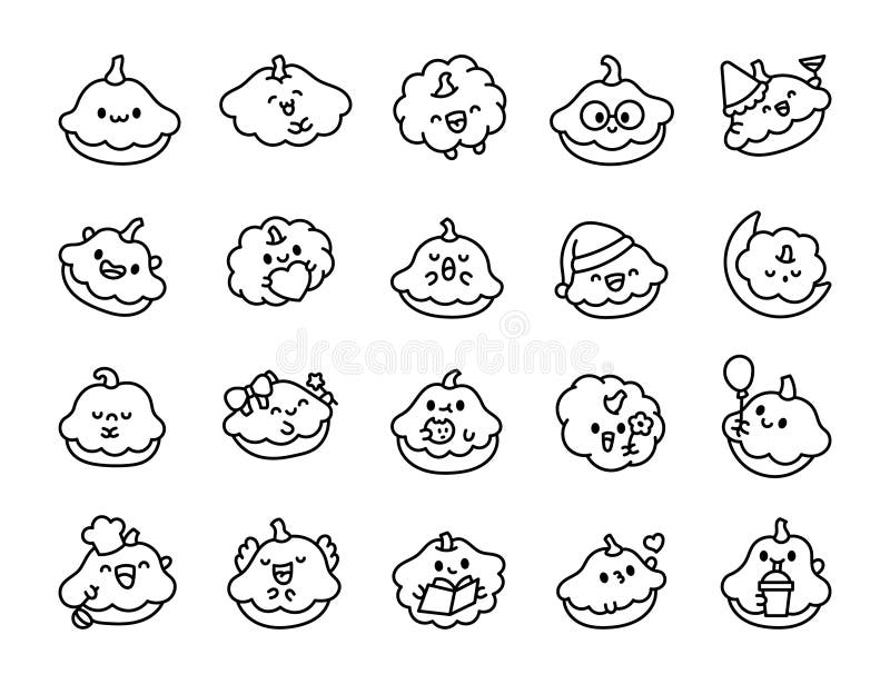 Cute Patisson Character. Coloring Page Stock Vector - Illustration of ...