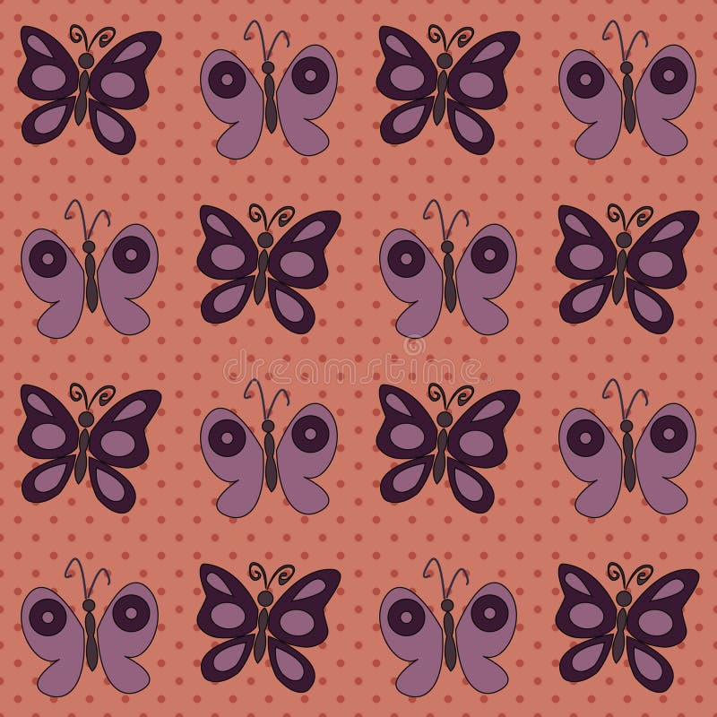 Cute Pattern with Abstract Butterflies Stock Vector - Illustration of ...