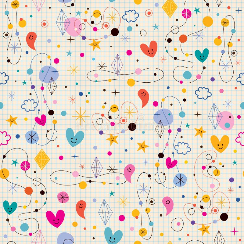 Funky Cute Cartoon Retro Note Book Paper Pattern Stock Vector ...
