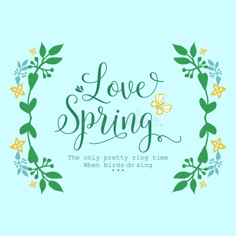 The Cute Pattern of Leaf and Flower Frame, for Love Spring Poster ...