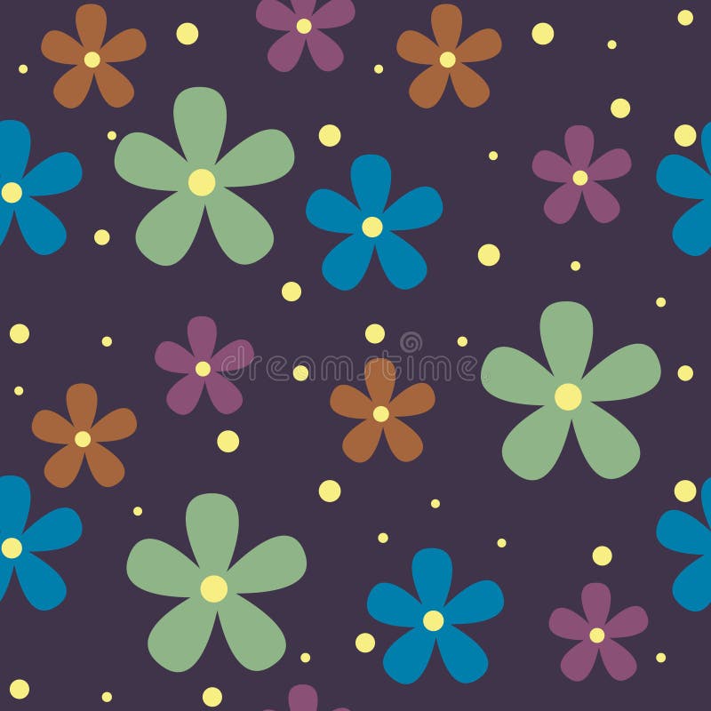 Cute Pattern in Small Flower. Small Colorful Flowers on Dark Background ...