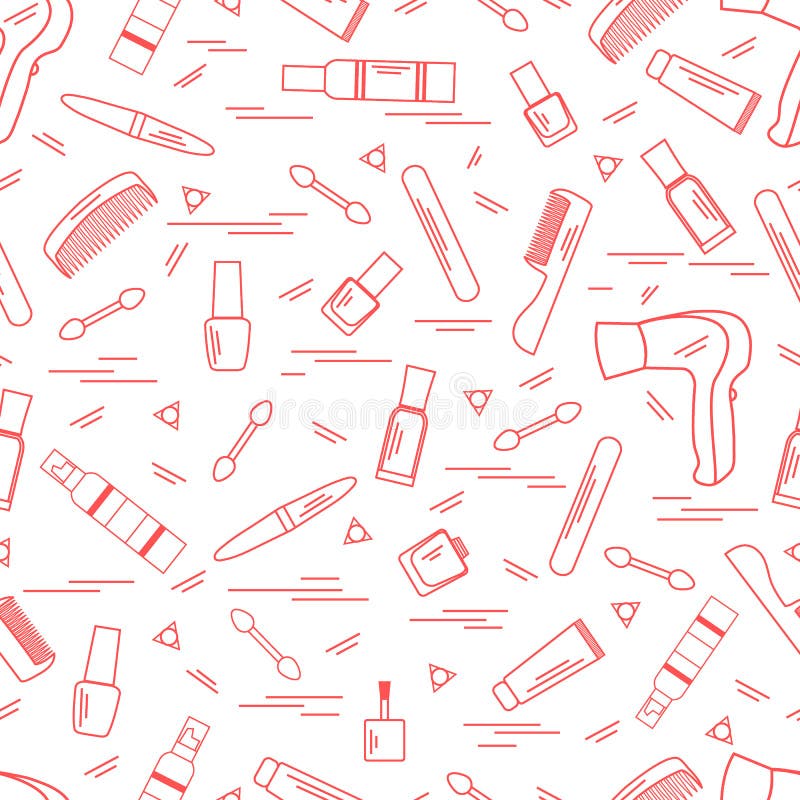 Cute Pattern of Various Accessories of Decorative Cosmetics, Hair and ...