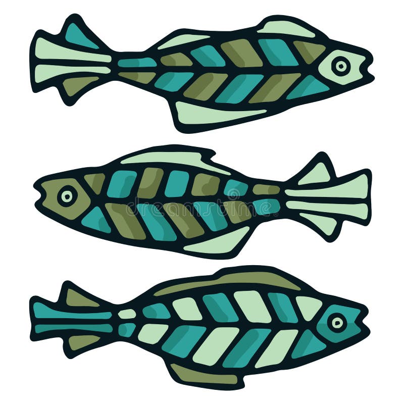 Cute Patterned Dover Sole Vector Illustration. Decorative Aquatic Life ...