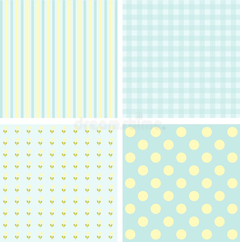 Set of Cute Patterns in White and Pink Colors. Stock Illustration ...