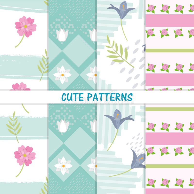 Cute patterns backgrounds stock vector. Illustration of pink - 111611326