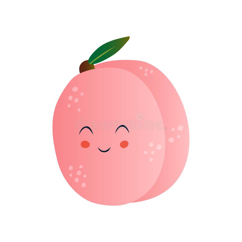 Cute Peach, Funny Fruit Cartoon Character with Funny Face Vector ...
