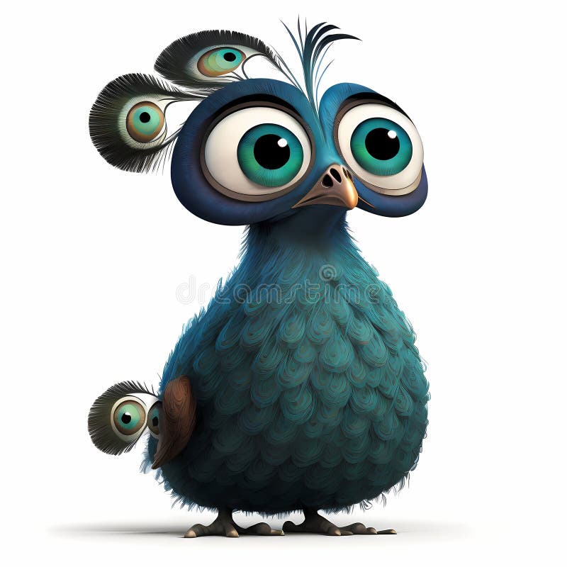 Cute Peacock Cartoon Style. Generative AI Stock Illustration ...
