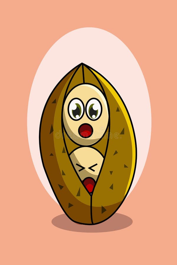 Cute Peanut with Face Cartoon Illustration Stock Vector - Illustration ...