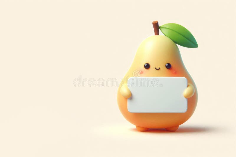 A Cute Pear with a Clean Sign. Space for Text. Stock Illustration ...