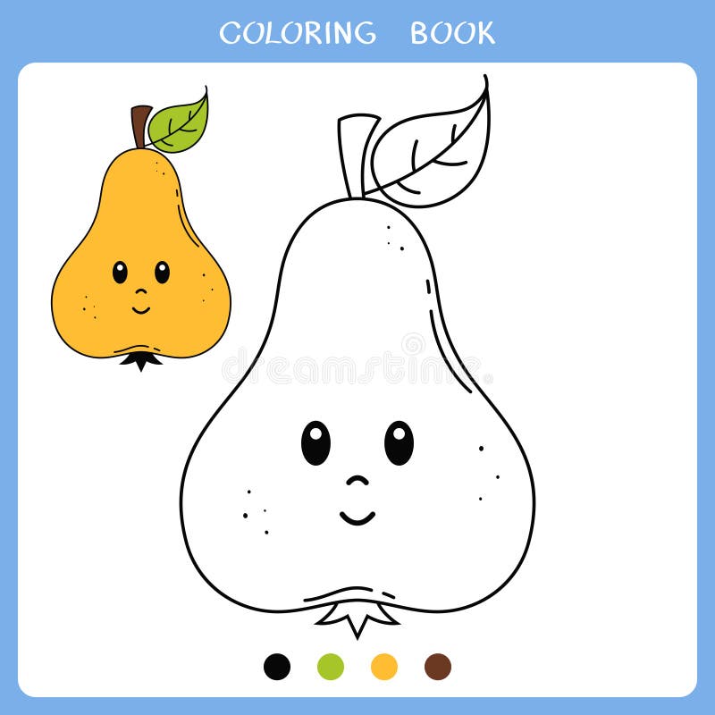 Cute Pear for Coloring Book Stock Vector - Illustration of game, child ...