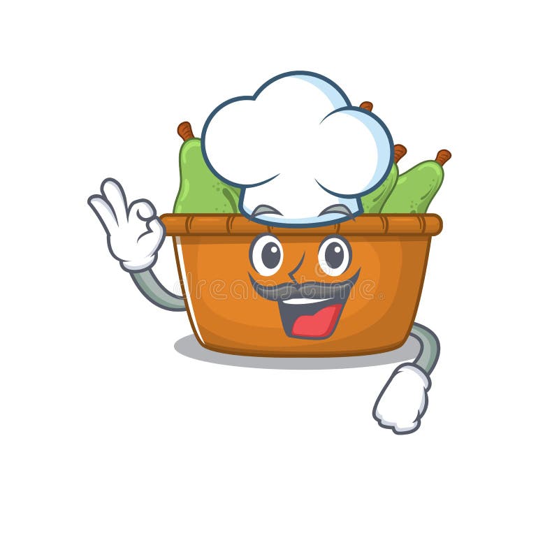 Cute Pear Fruit Box Cartoon Character Wearing White Chef Hat Stock ...