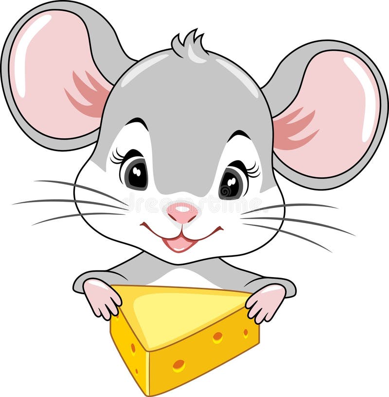 Cute Peeking Baby Mouse with a Piece of Cheese Stock Vector ...
