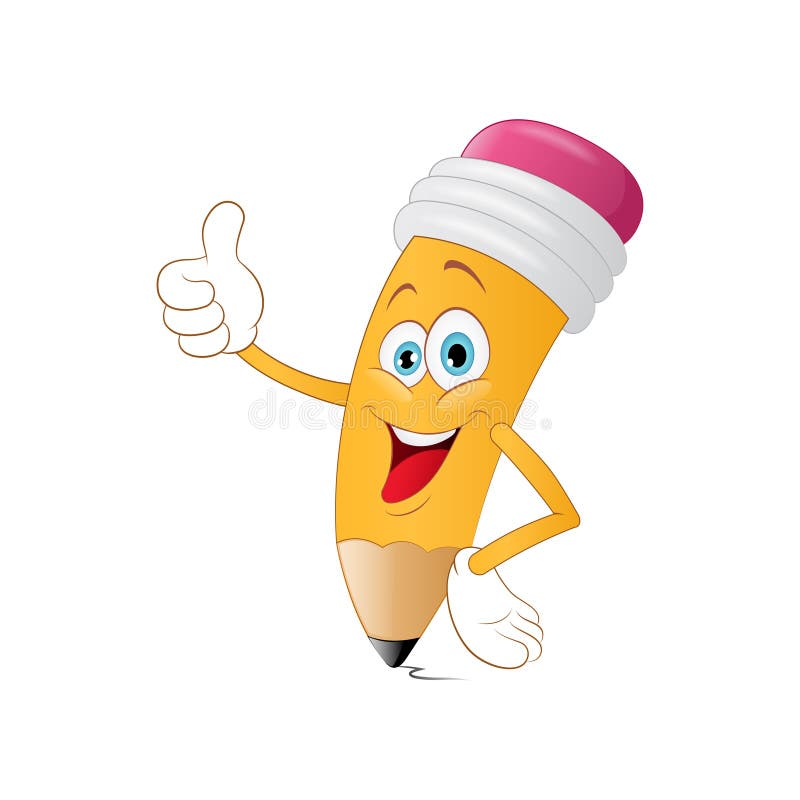 Cute Pencil Cartoon with Book Stock Vector - Illustration of office ...