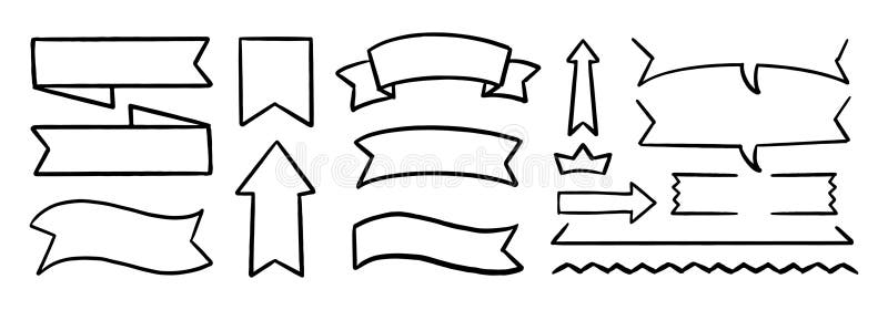 Cute Pencil Emphasis Squiggles Vector Set. Chalk Scribble Graffiti ...