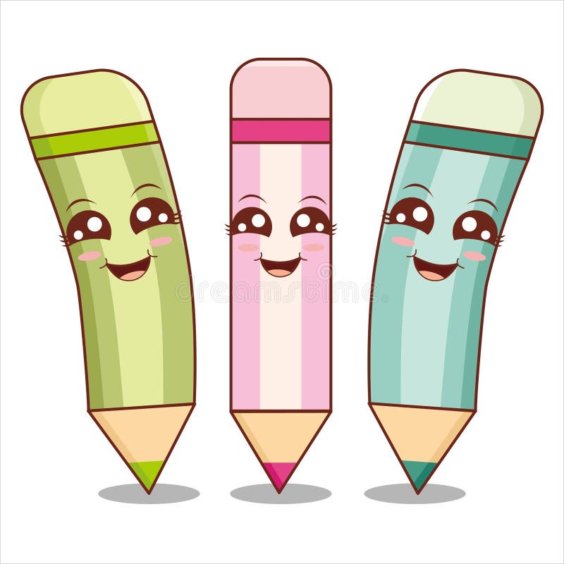 Cute pencil flat design stock vector. Illustration of crayon - 299091754