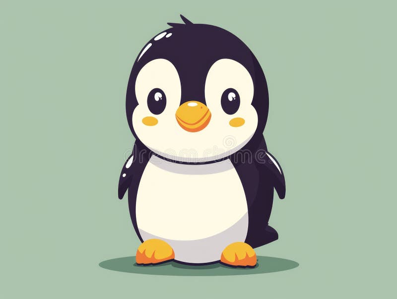 Cute Penguin Cartoon Character. Illustration in Flat Style Stock ...