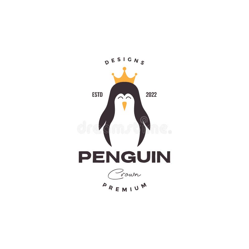 Cute Penguin with Crown Logo Design Stock Vector - Illustration of ...