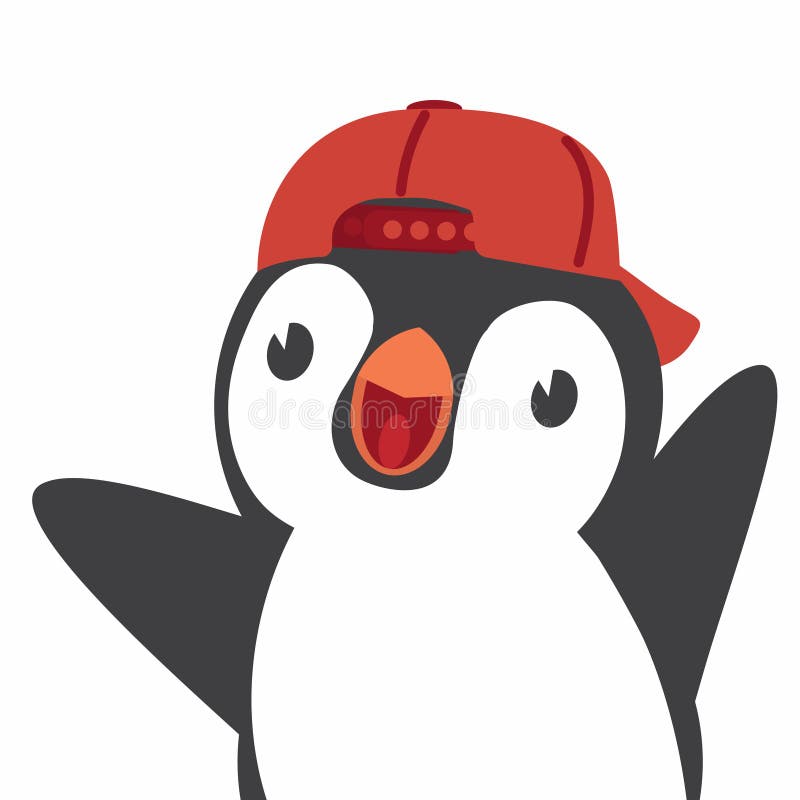 Cute Penguin Happy with Baseball Cap Stock Vector - Illustration of ...