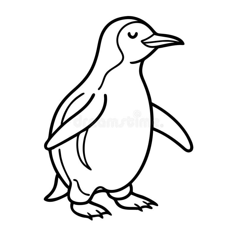Cute Penguin Line Art Vector for Educational and Creative Design ...