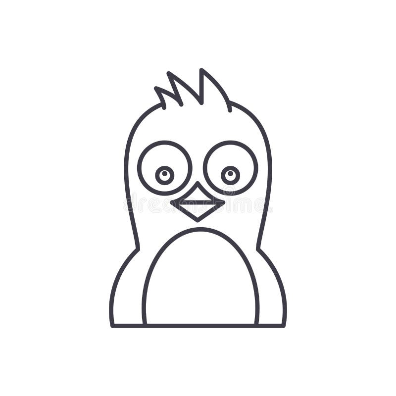 Cute Penguin Line Icon Concept. Cute Penguin Vector Linear Illustration ...