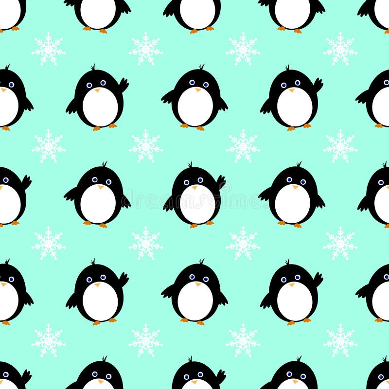 Penguin Snowflake Seamless Pattern Vector Stock Vector - Illustration ...