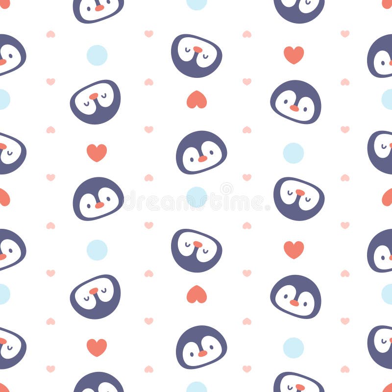 Cute Penguin Seamless Pattern Background Stock Vector - Illustration of ...