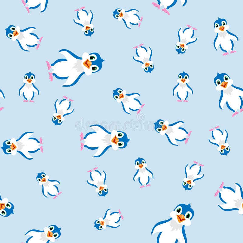 Cute Penguin Seamless Pattern. Stock Vector - Illustration of cute ...