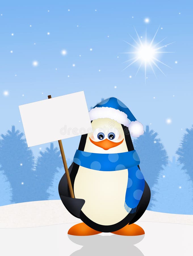 Cute penguin in the snow stock illustration. Illustration of animal ...