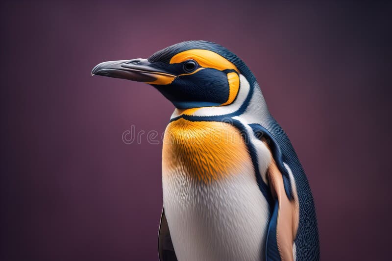 Cute Penguin Standing in Front of Solid Color Background. Ai Generative ...