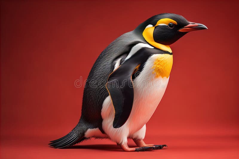 Cute Penguin Standing in Front of Solid Color Background. Ai Generative ...