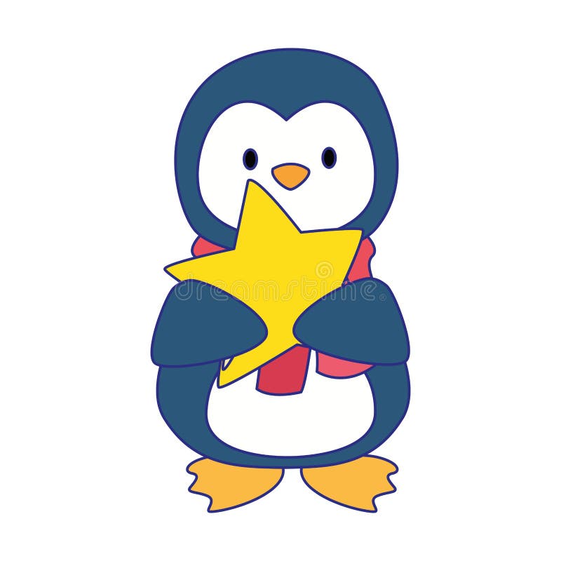 Cute Penguin Animal Cartoon Vector Illustration Stock Vector ...