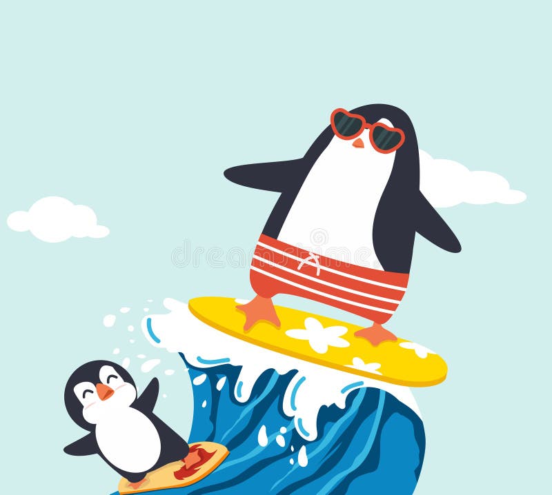 Surfing Penguin stock vector. Illustration of bird, splashing - 20763846