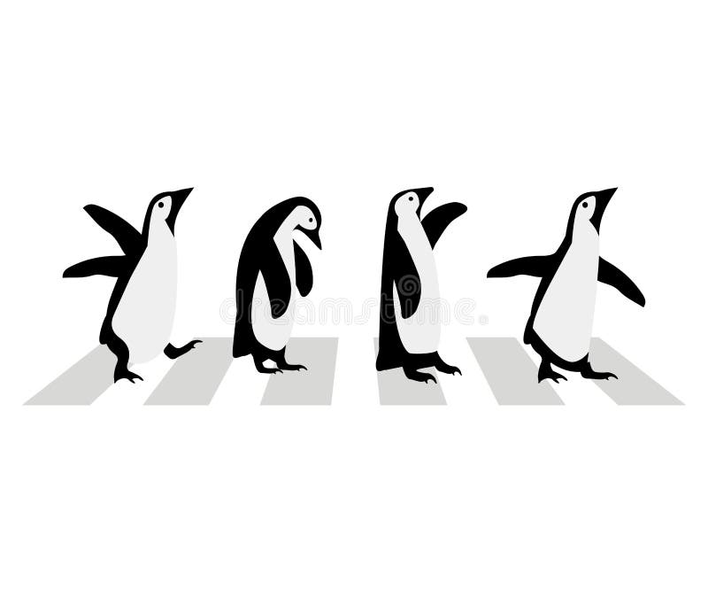 Cute Penguins with Crosswalk Cartoon Stock Illustration - Illustration ...
