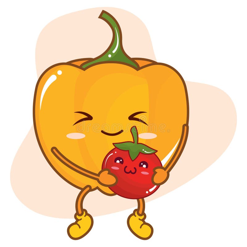 Cute Pepper Carrying a Tomato Vegetable Vector Stock Vector ...