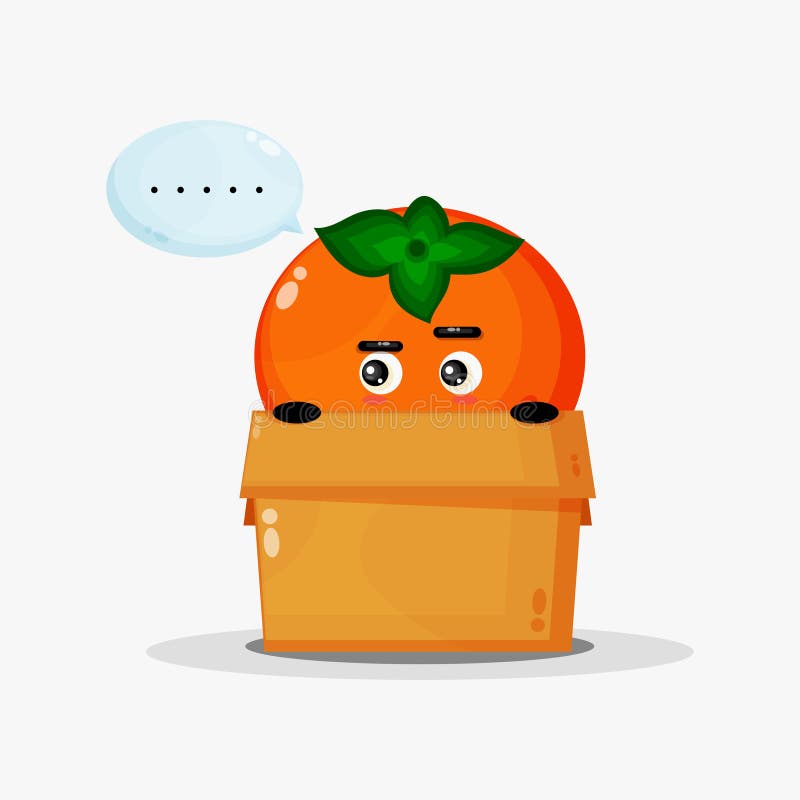 Cute Persimmon Mascot in the Box Stock Vector - Illustration of ...