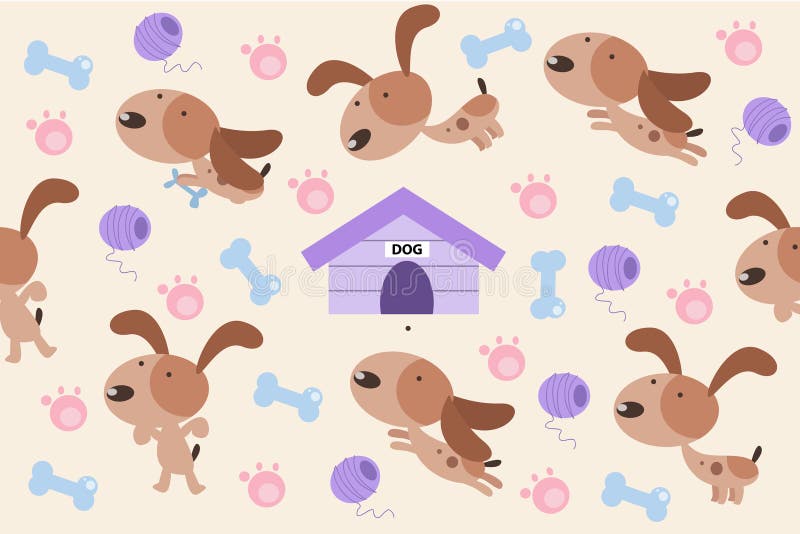 Cute Pet Dog Seamless Pattern Vector Graphic Illustration. Suitable for ...