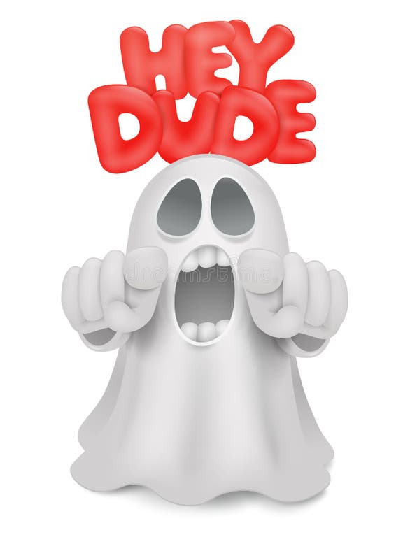 Cute Phantom Emoticon Ghost Character with Index Finger Gesture Stock ...