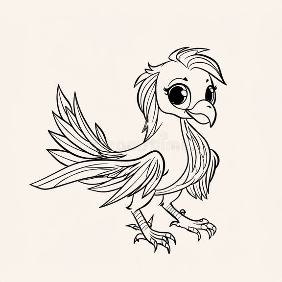 Cute Phoenix - a Drawing of a Bird Stock Illustration - Illustration of ...