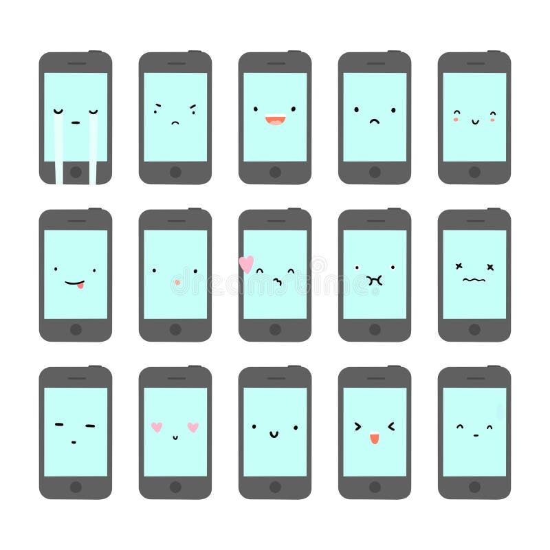 Cute phone emoji. stock vector. Illustration of group - 86276197