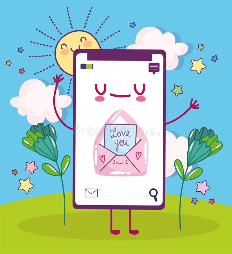 Cute phone love message stock vector. Illustration of cute - 224115686