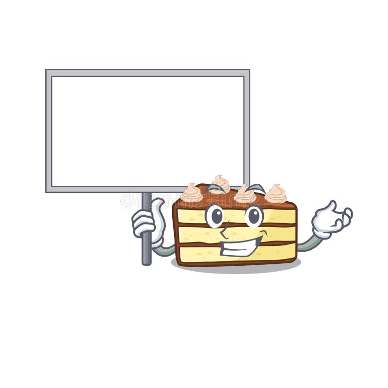 A Cute Picture of Chocolate Slice Cake Mascot Design with a Board Stock ...