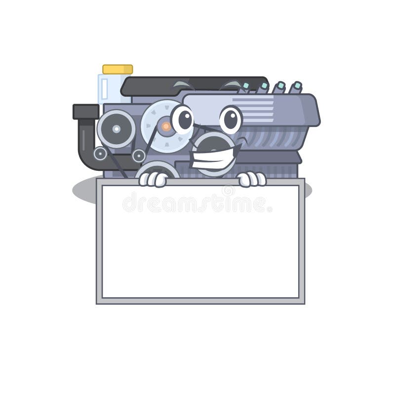 Cute Combustion Engine Cartoon Character Having a Box Stock Vector ...