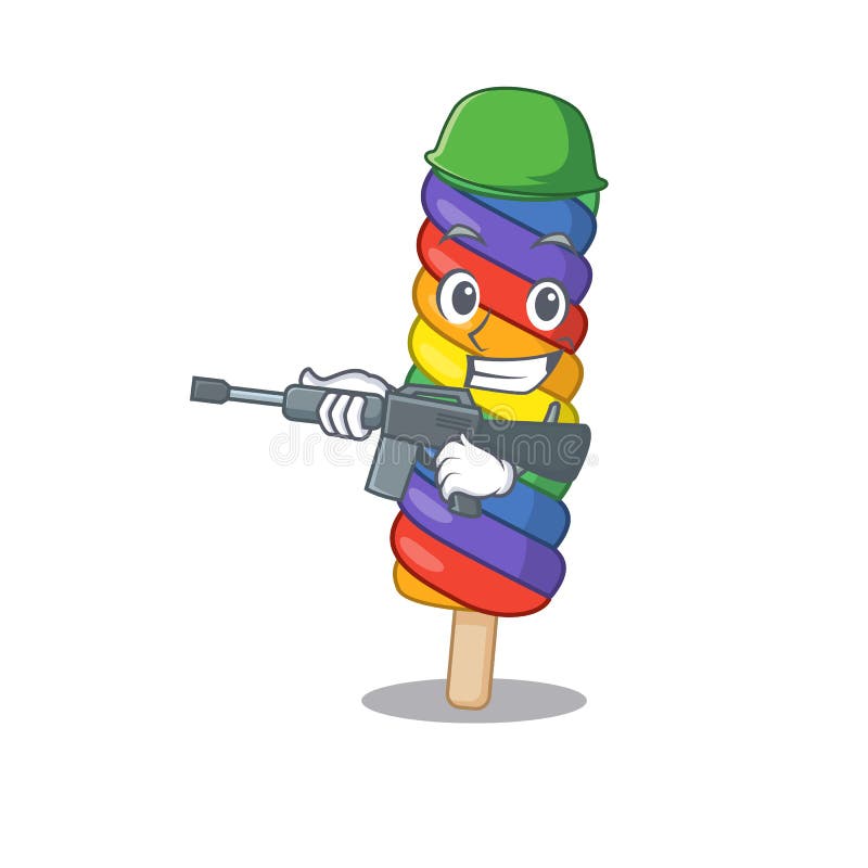 A Cute Picture of Rainbow Ice Cream Army with Machine Gun Stock Vector ...