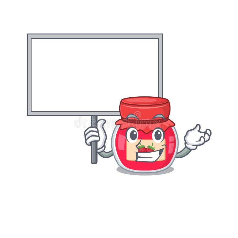 A Cute Picture of Strawberry Jam Mascot Design with a Board Stock ...