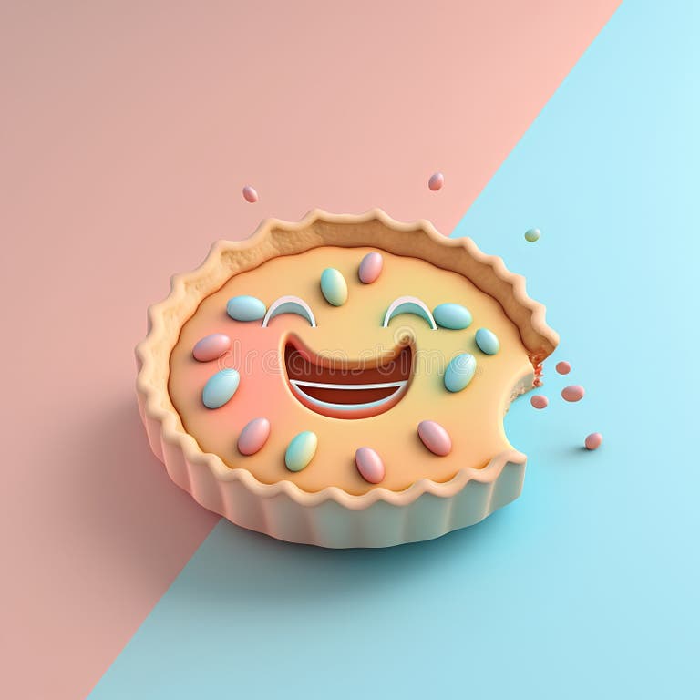 Cute Pie with Smiley Face. 3d Render Illustration Stock Illustration ...